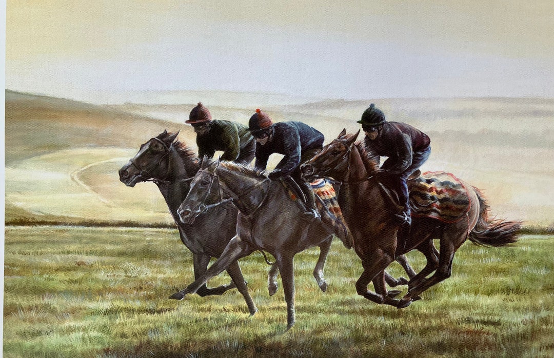 Horse Racing Art Print "on the Gallops - Lambourn" - Etsy UK