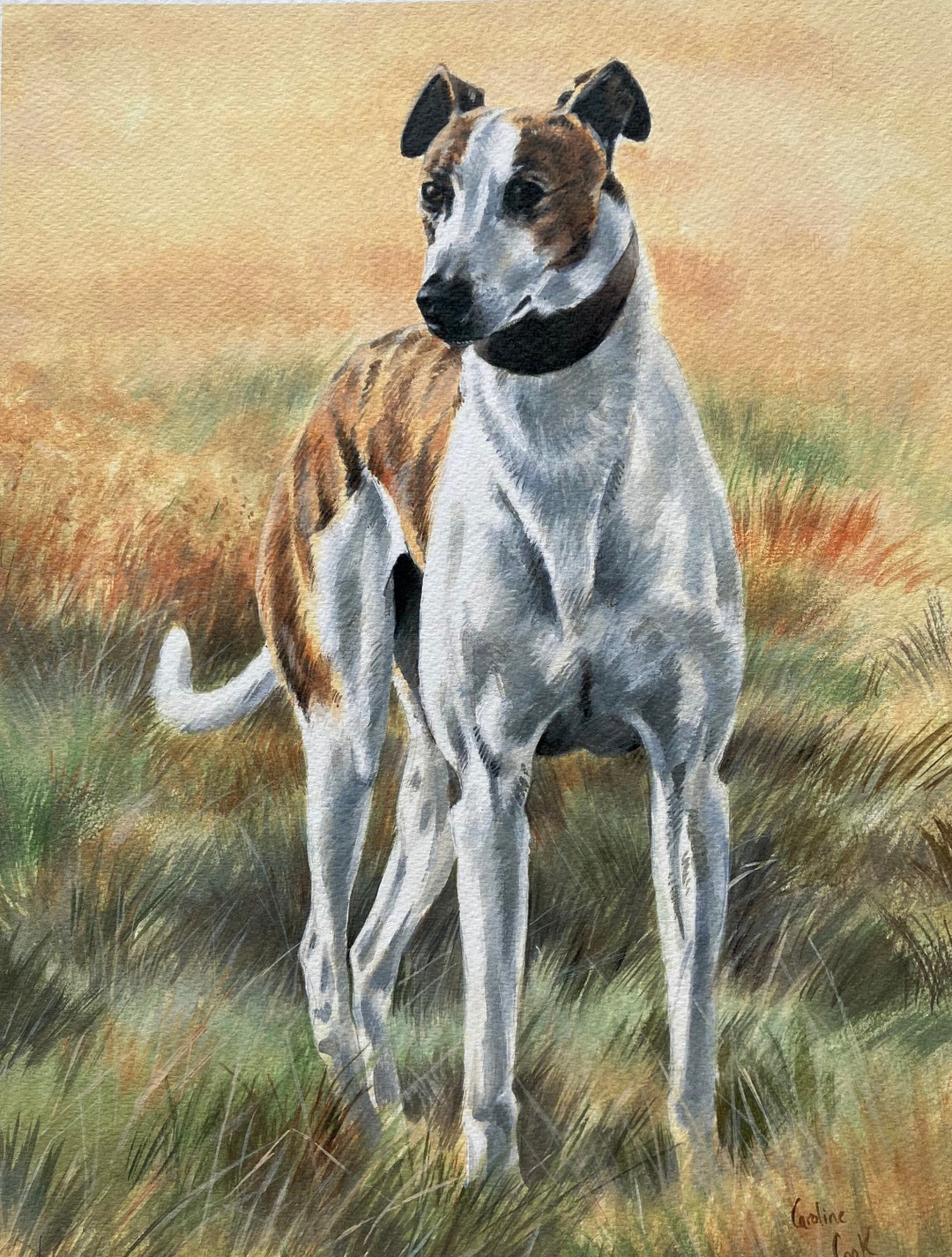 Greyhound Lurcher Art Print "the Boy Racer" A Portrait of a Brindle and ...