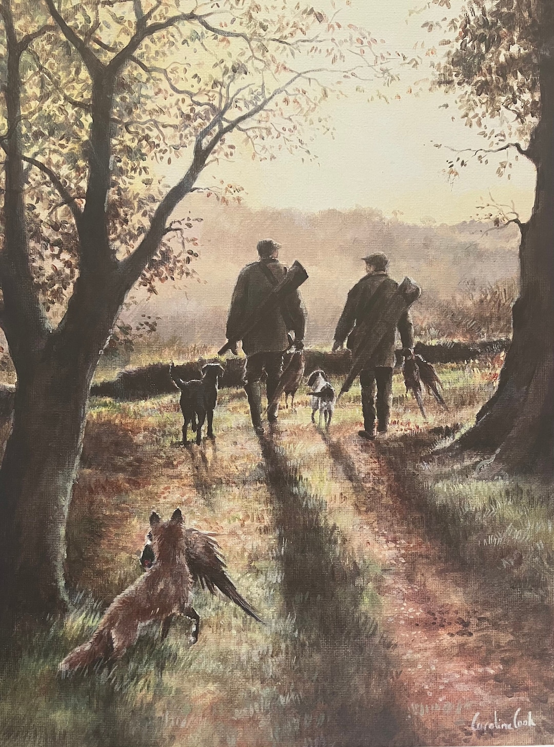 Pheasant Shooting Art "thanks Guys" Sporting Print With Fox and ...