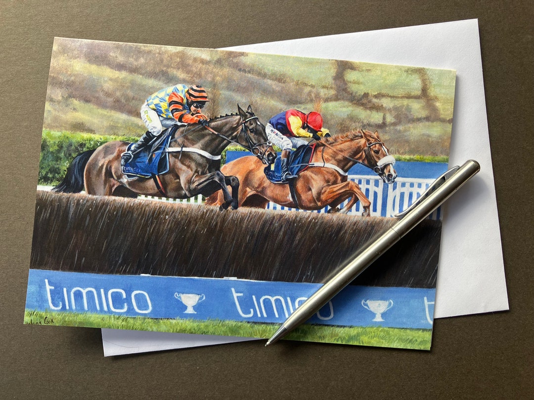 Horse Racing Greeting Card "the Duel" Native River and Might Bite ...