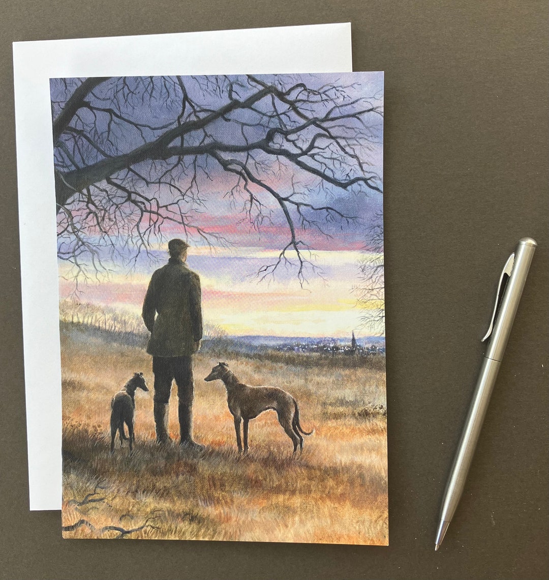 Lurcher Greyhound Greeting Card "shadow Hunters" - Etsy