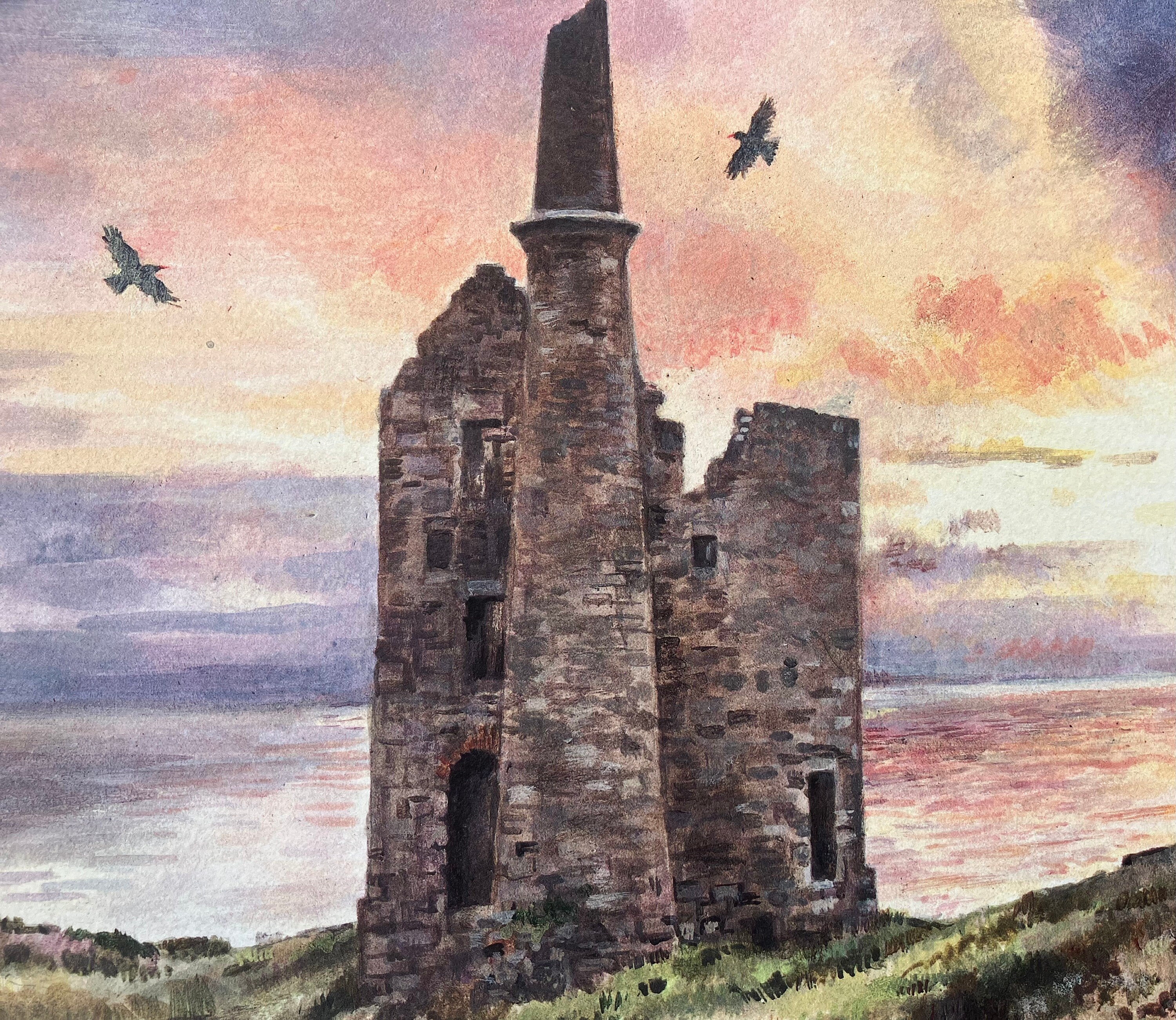 Cornish Tin Mine Art Print, Sunset Seascape Tenth Anniversary Gift - Etsy