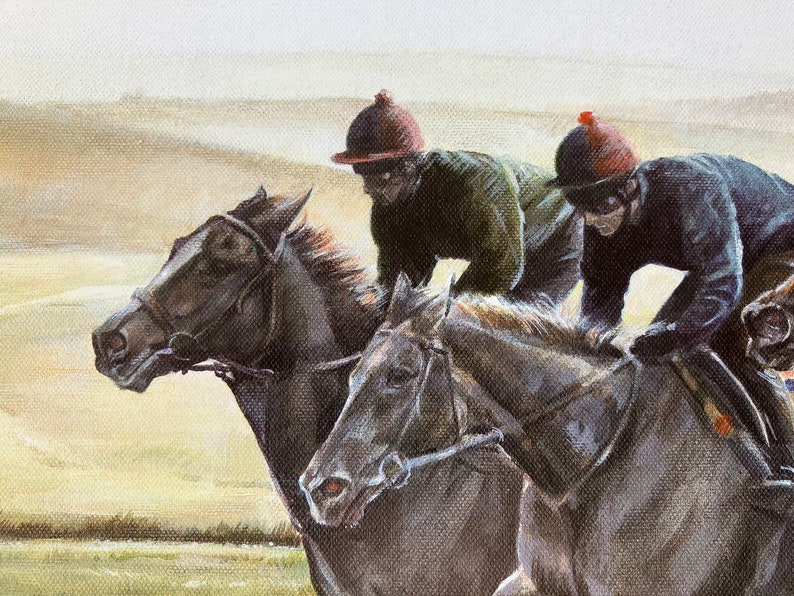 Horse Racing Art Print "on the Gallops - Lambourn" - Etsy UK