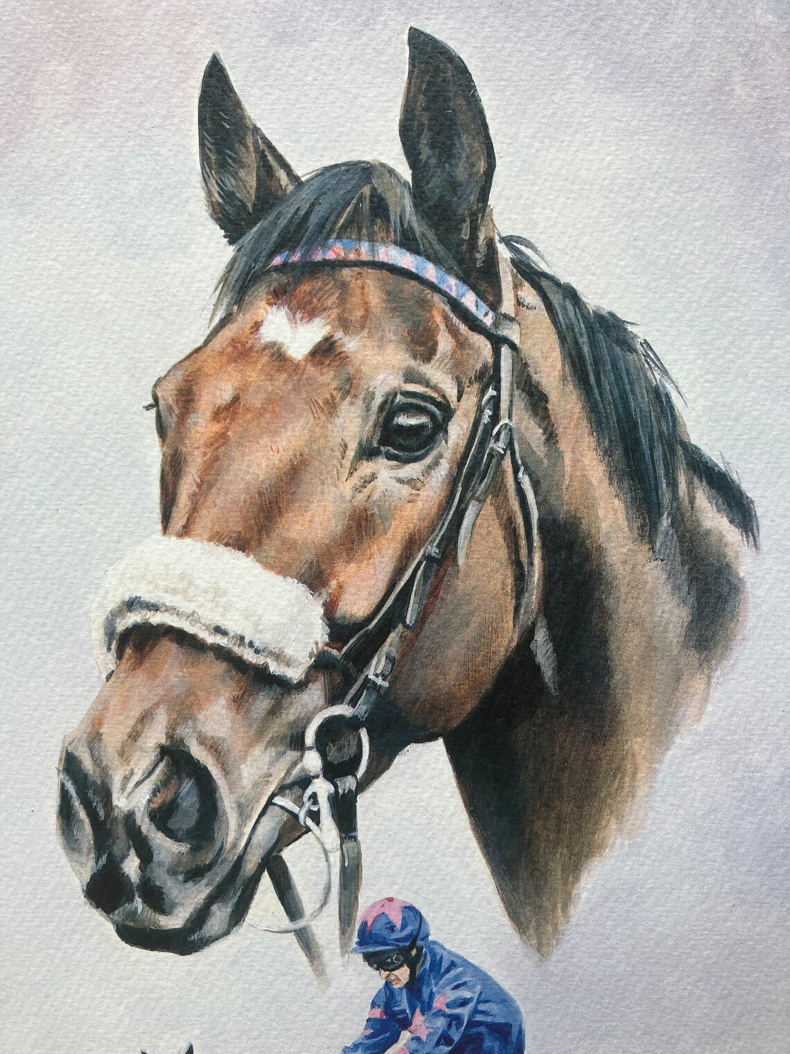 Horse Racing Art Print "a Study of Cue Card" - Etsy UK