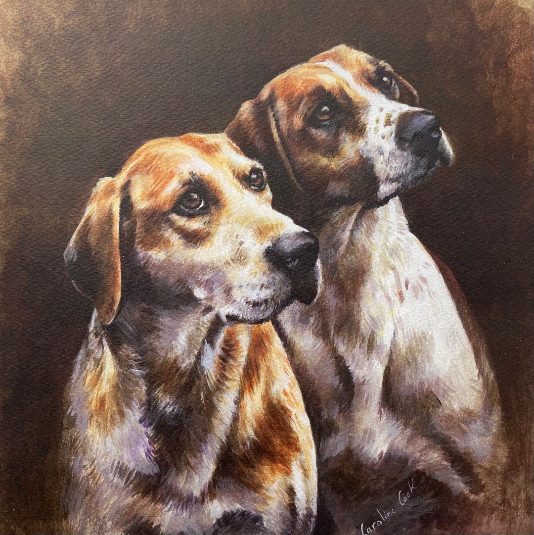 Foxhounds Art Print. A Study of Two Hounds Hunting Print - Etsy