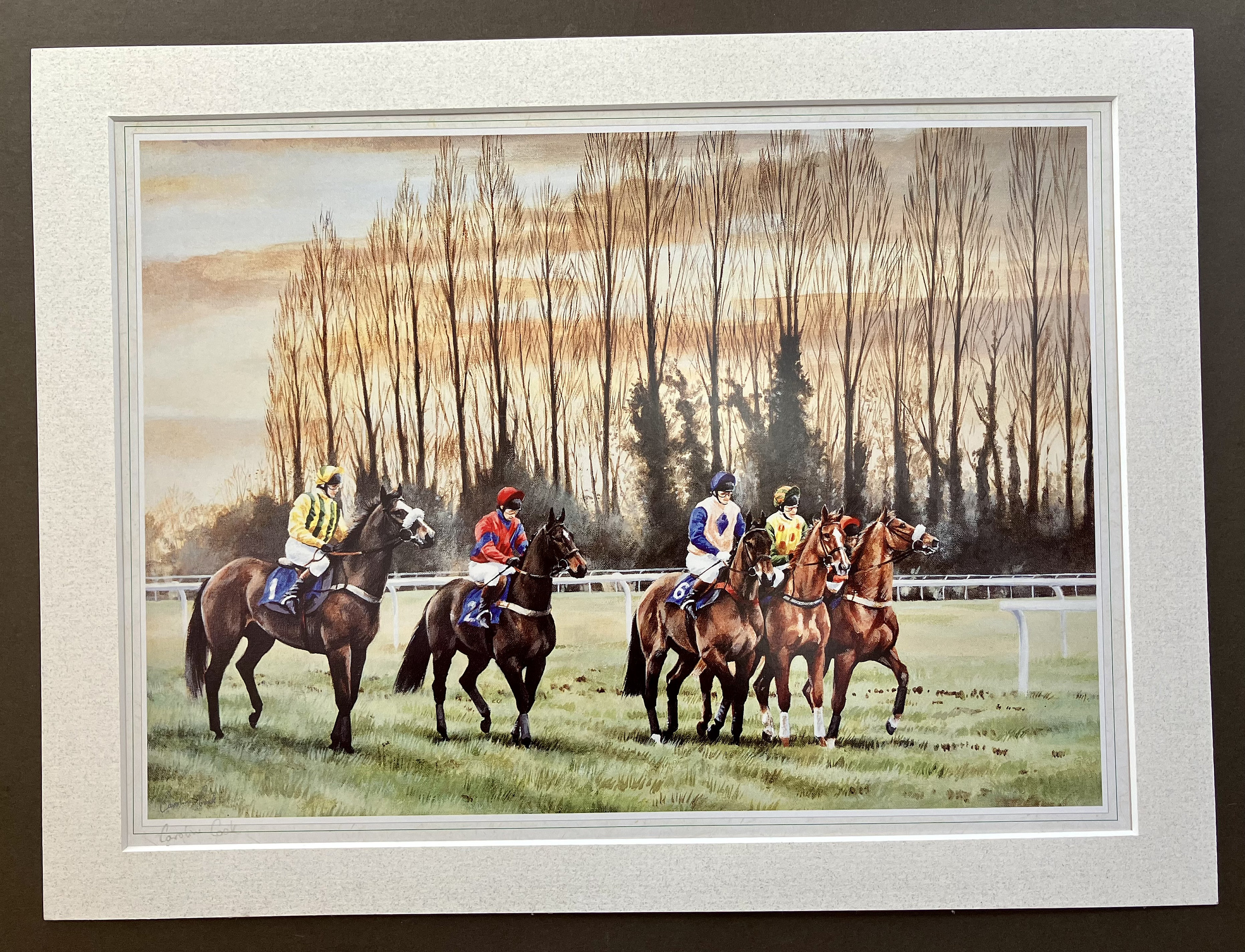 Horse Racing Art Print fading Light at Fontwell Mounted Horse Picture ...