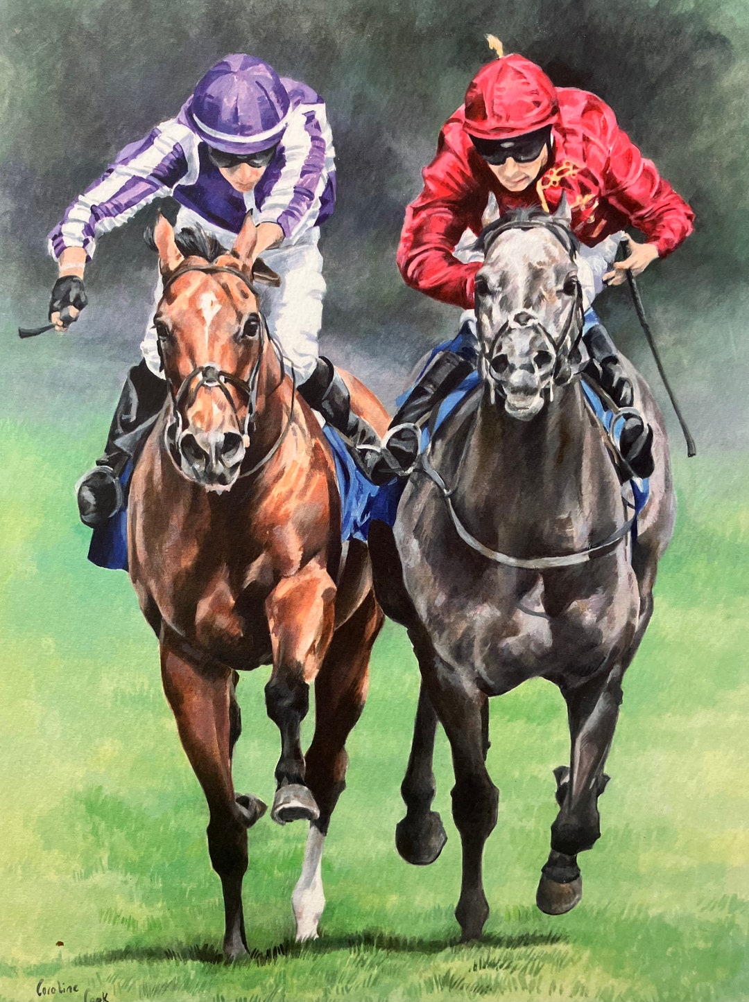 Horse Racing Art Print - Roaring Lion and Saxon Warrior - Etsy