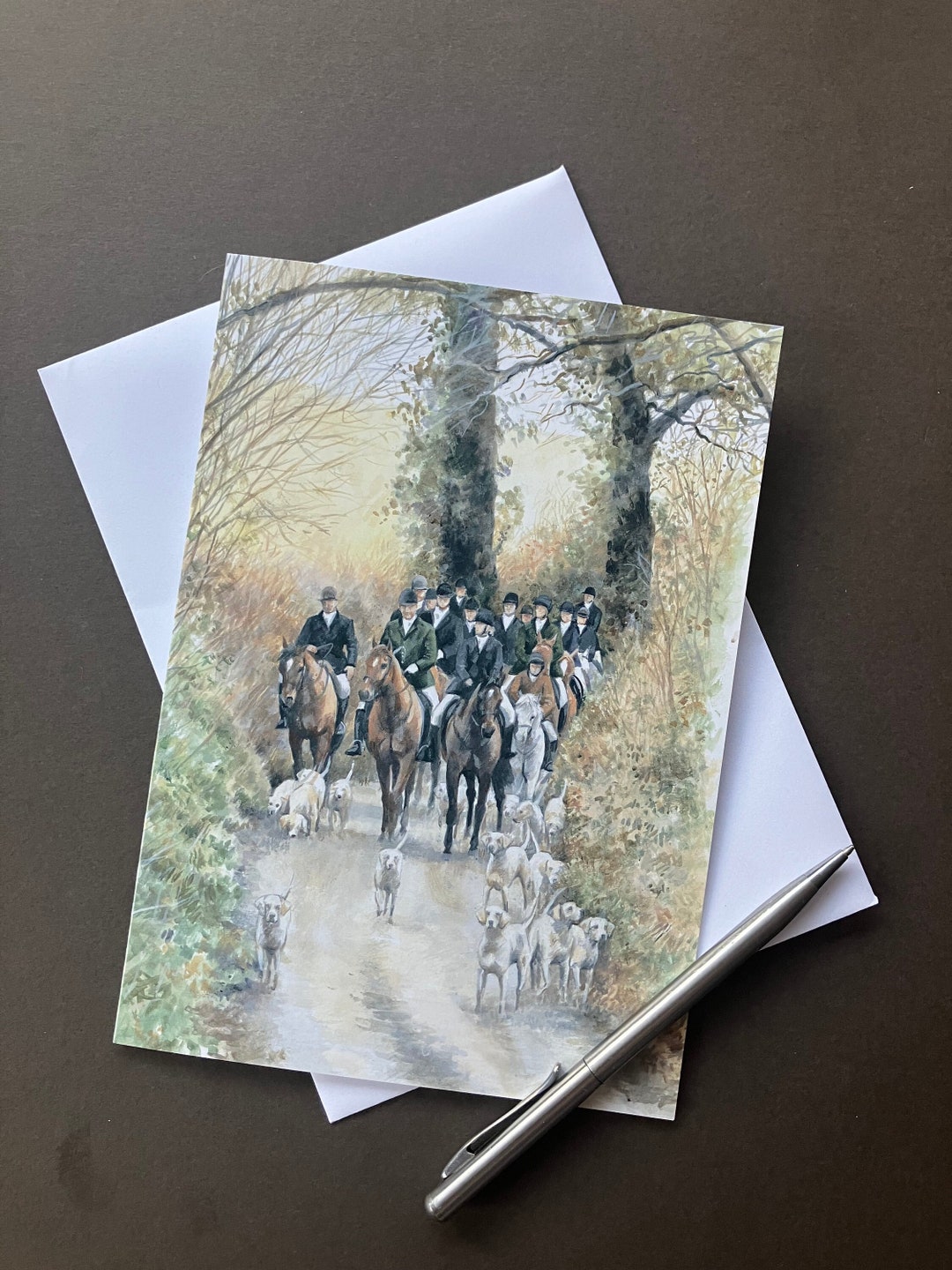 Hunting Art Card "the End of the Day" Blank Greeting Card With Harriers ...