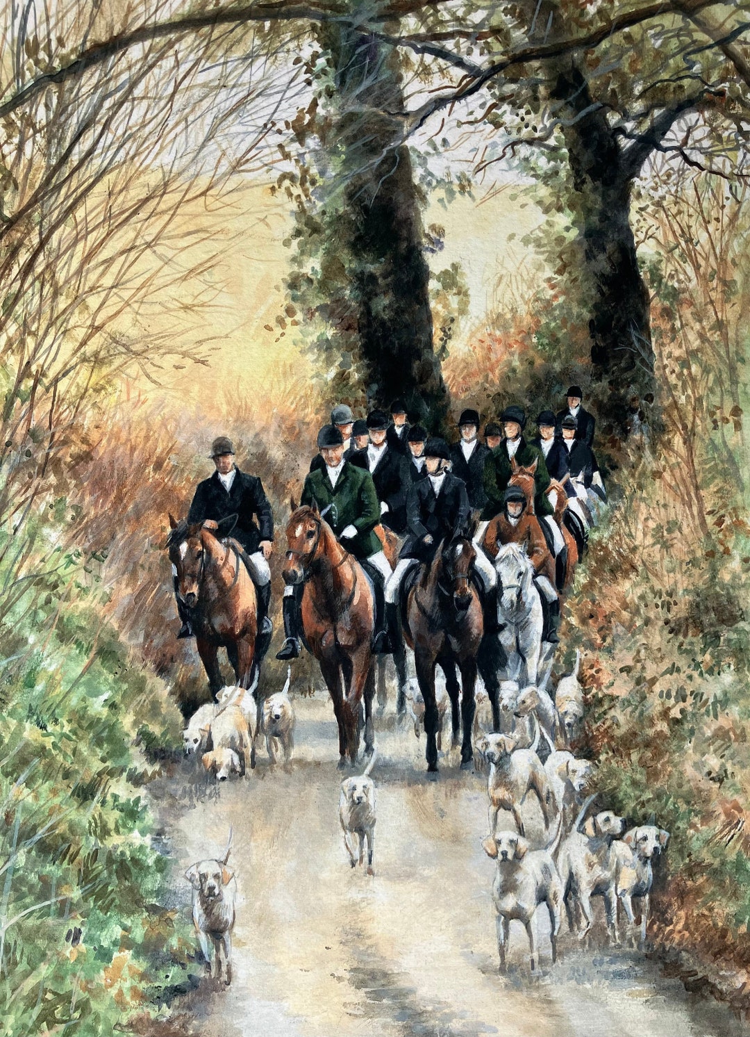 Hunting Print "the End of the Day" Harriers, Hounds - Etsy