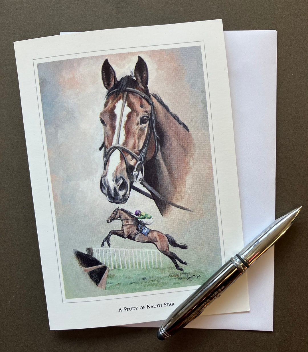 Kauto Star Art Card: Blank Greeting Card for Horse Racing Fan - Etsy