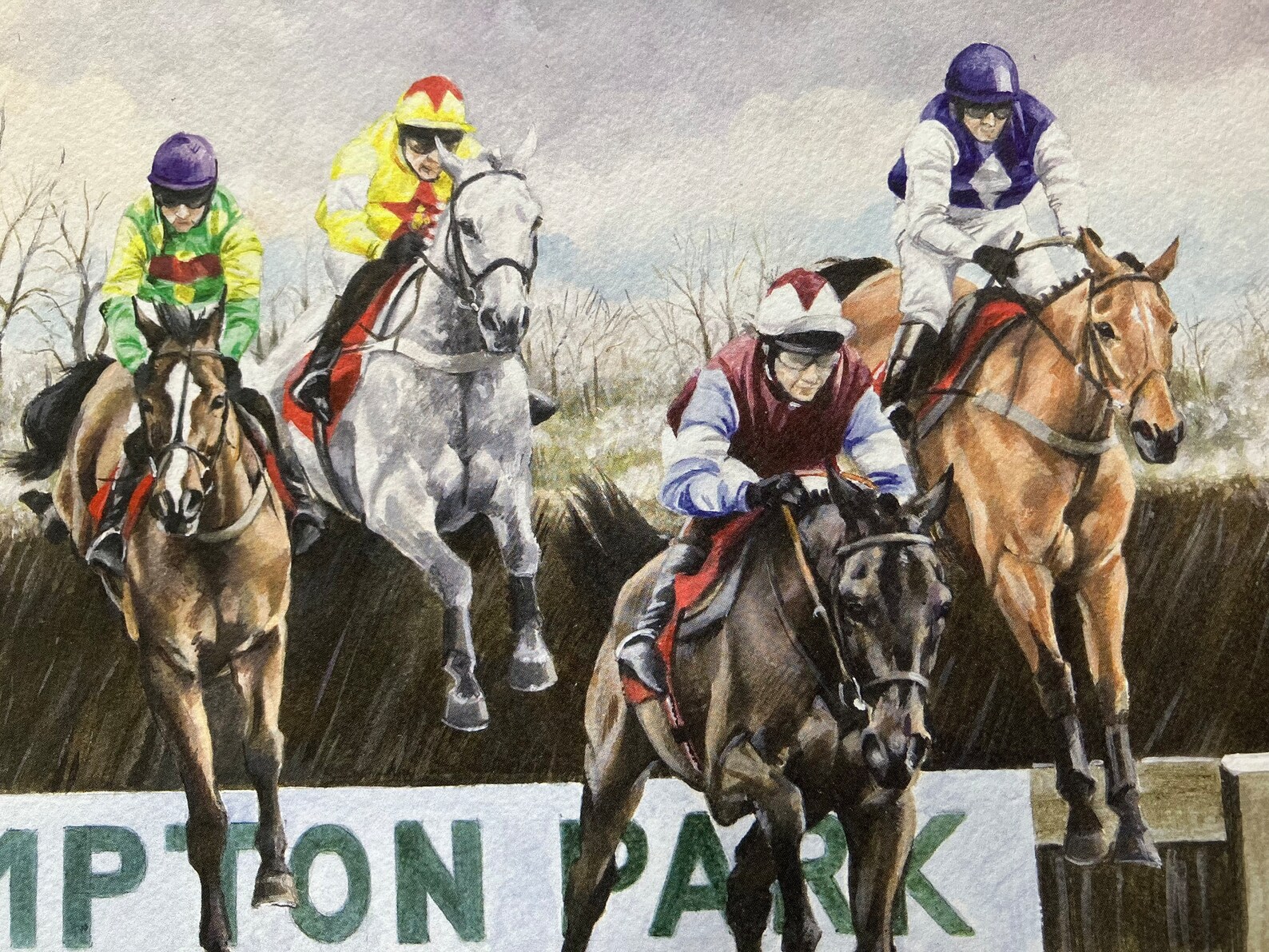 Horse Racing Art Print. the Kings of Kempton. Steeplechasers at Kempton ...