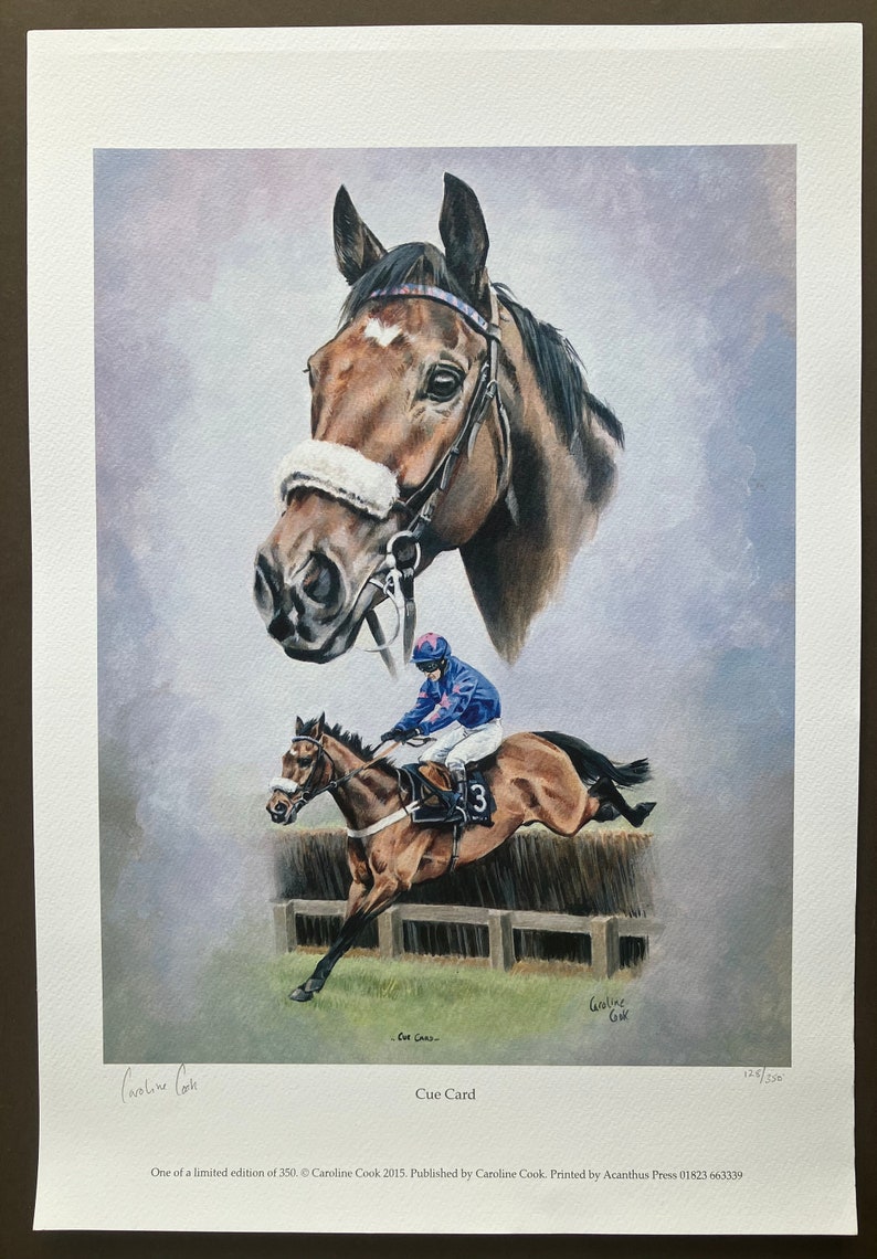 Horse Racing Art Print "a Study of Cue Card" - Etsy UK
