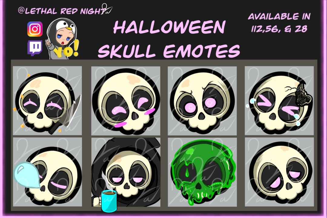 Halloween Skull Emote Pack - Etsy