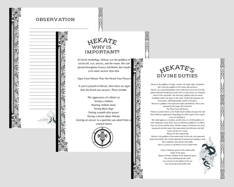 Hekate Goddess Grimoire Book of Shadows Grimoire Pages - Etsy