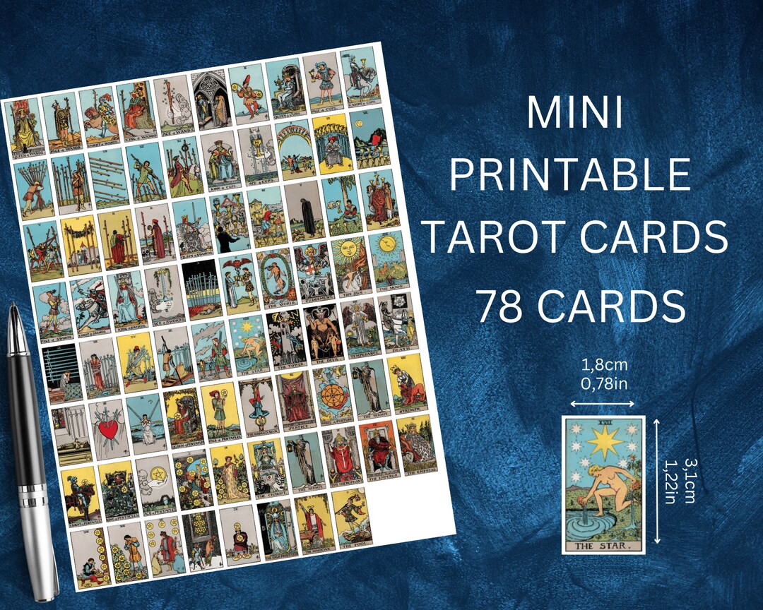 Mini Tarot Card Printable Pack, Stickers, Instant Download , All 78 ...