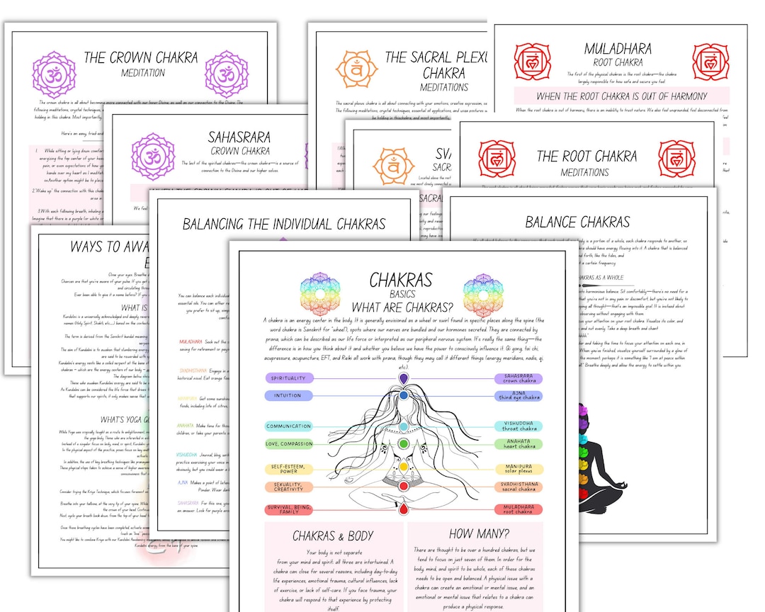 CHAKRAS HEALING Printables Pages, Chakras Meditation - Etsy