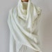 Cream Fringed Large Shawl Wraps - Cream Shawl - of White Wraps - Cream ...