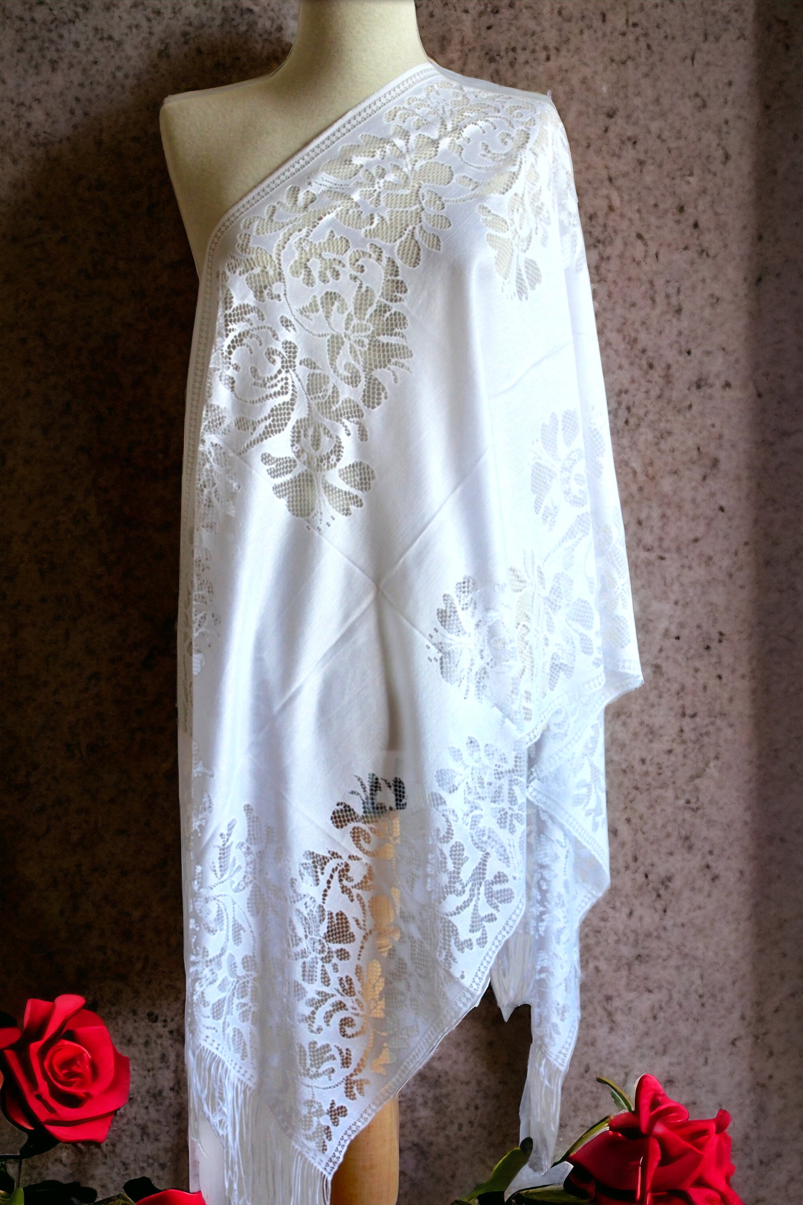 White Lace Shawl Scarf -wedding Shawl - Bridesmaid Shawl - White Tulle ...