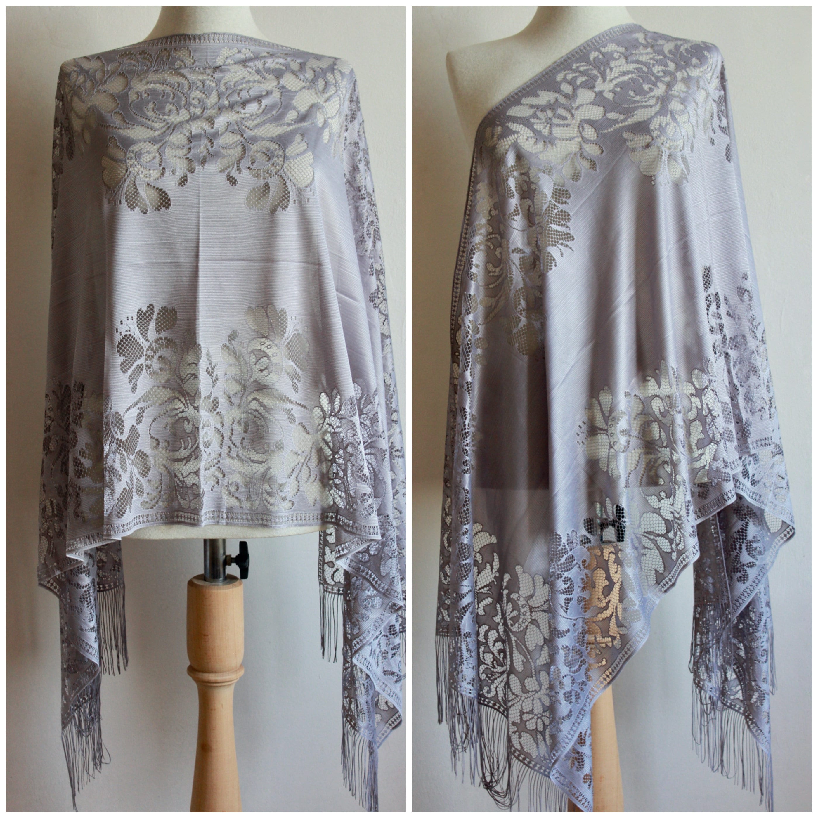 Purple Lace Shawl Scarf wedding Shawl Bridesmaid Shawl Purple Tulle ...