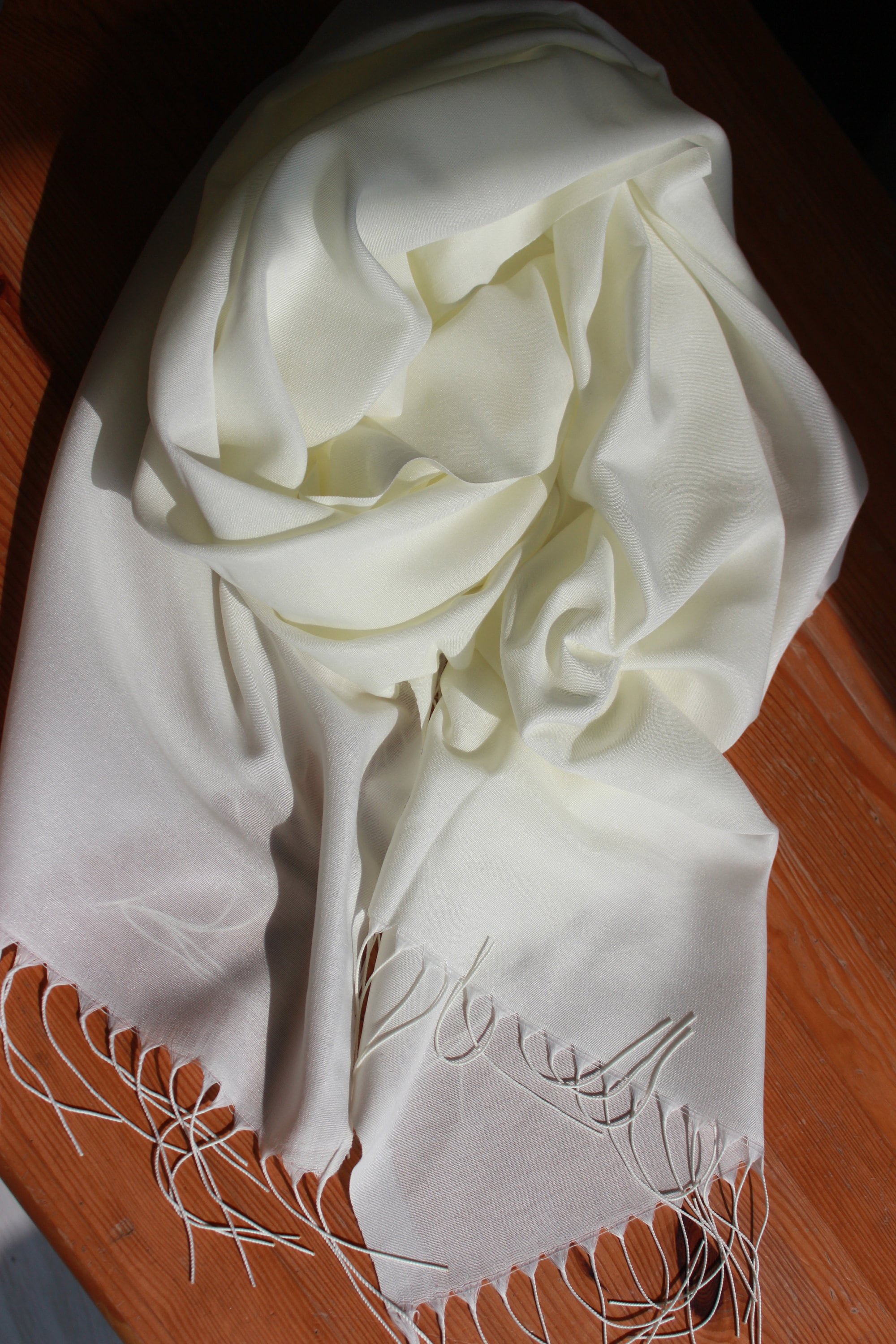 Cream Fringed Large Shawl Wraps - Cream Shawl - of White Wraps - Cream ...