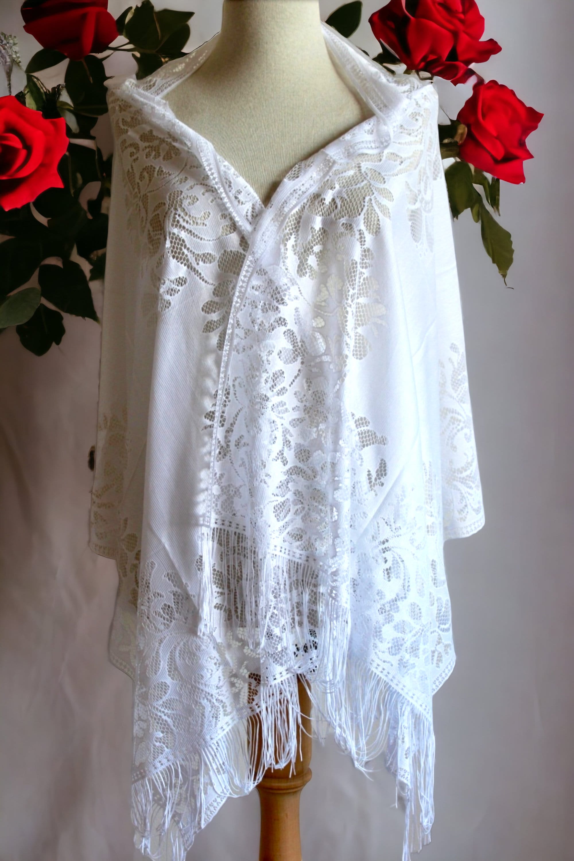 White Lace Shawl Scarf -wedding Shawl - Bridesmaid Shawl - White Tulle ...