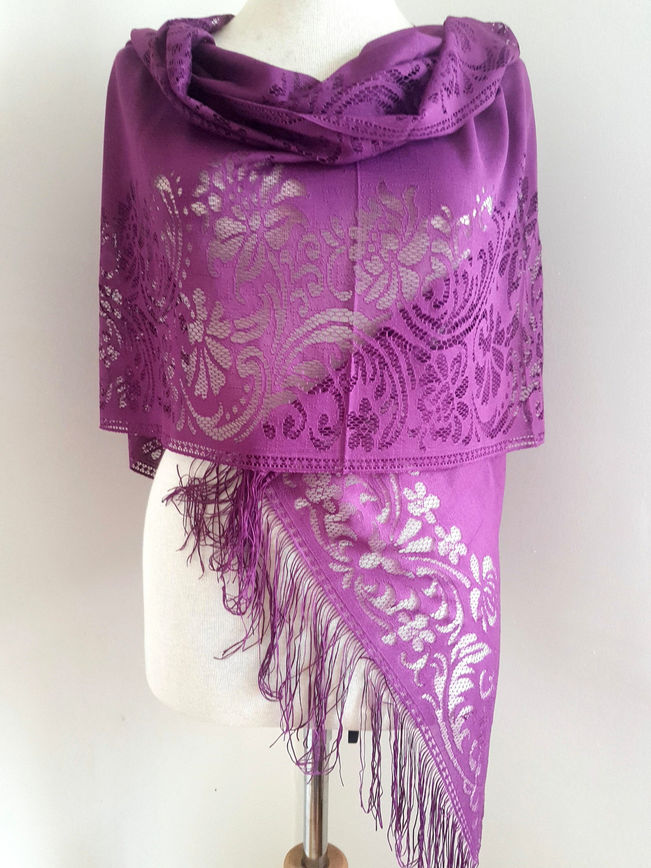 Purple Lace Shawl Scarf wedding Shawl Bridesmaid Shawl Purple Tulle ...