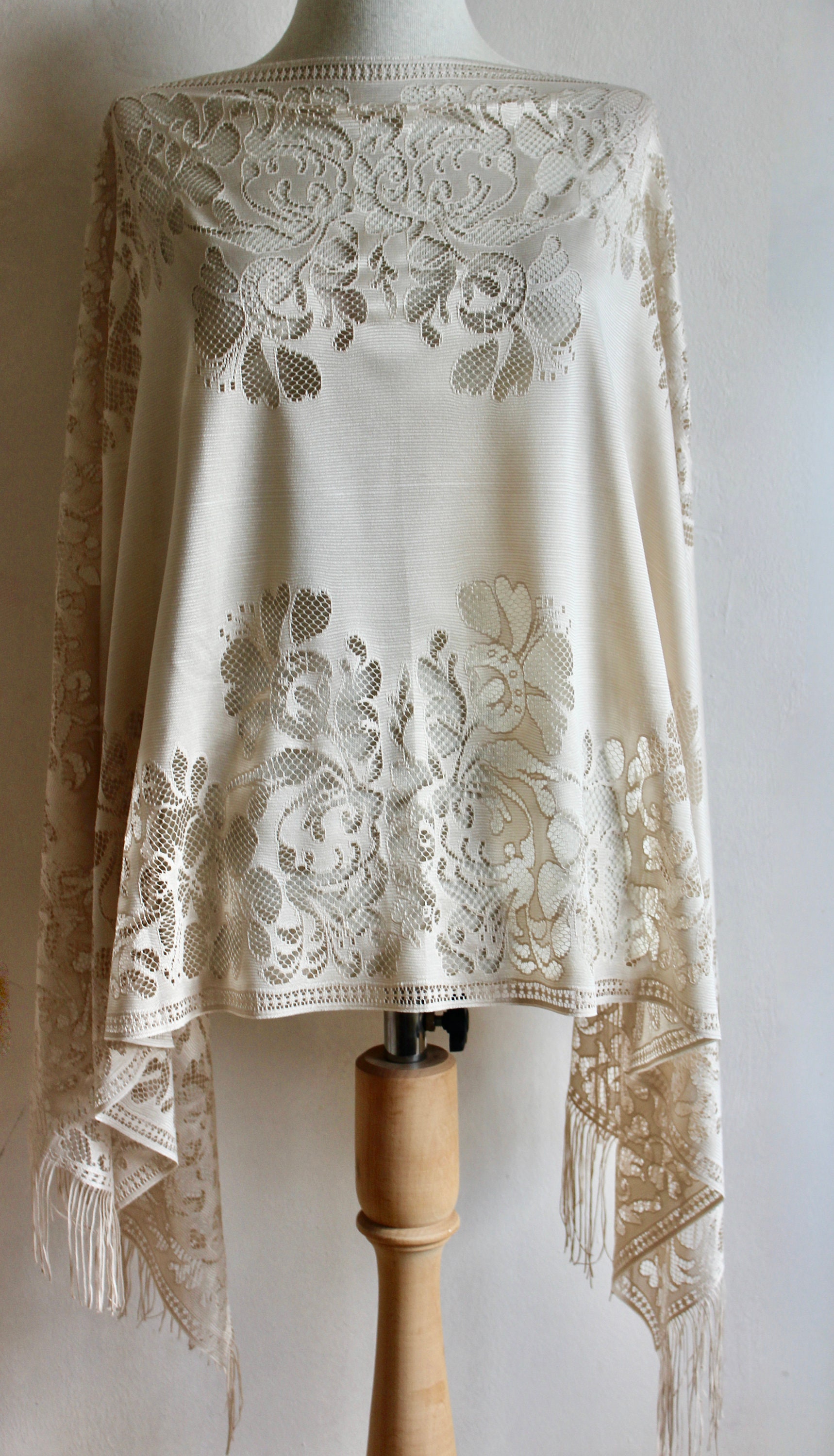 Beige Lace Tulle Shawl Scarf tulle Floral Shawl Beige Tulle - Etsy