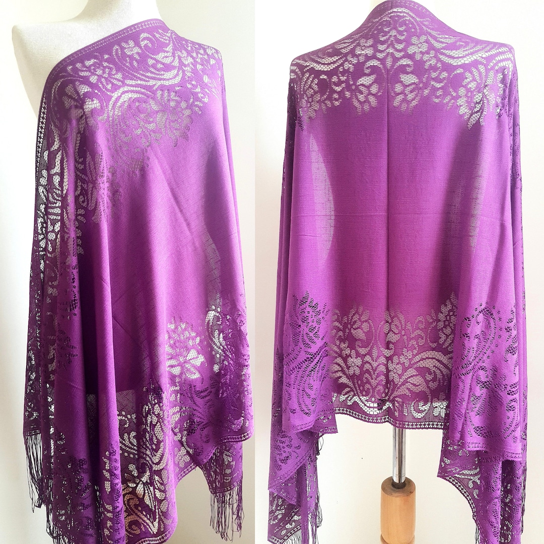 Purple Lace Shawl Scarf wedding Shawl Bridesmaid Shawl Purple Tulle ...