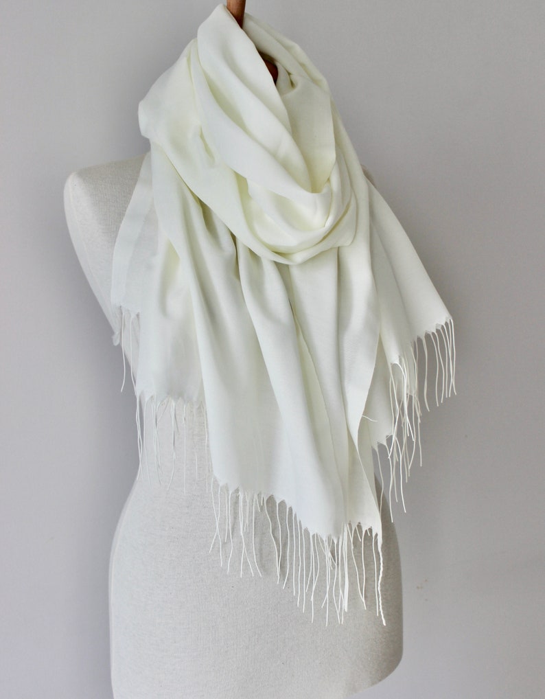 Cream Fringed Large Shawl Wraps - Cream Shawl - of White Wraps - Cream ...