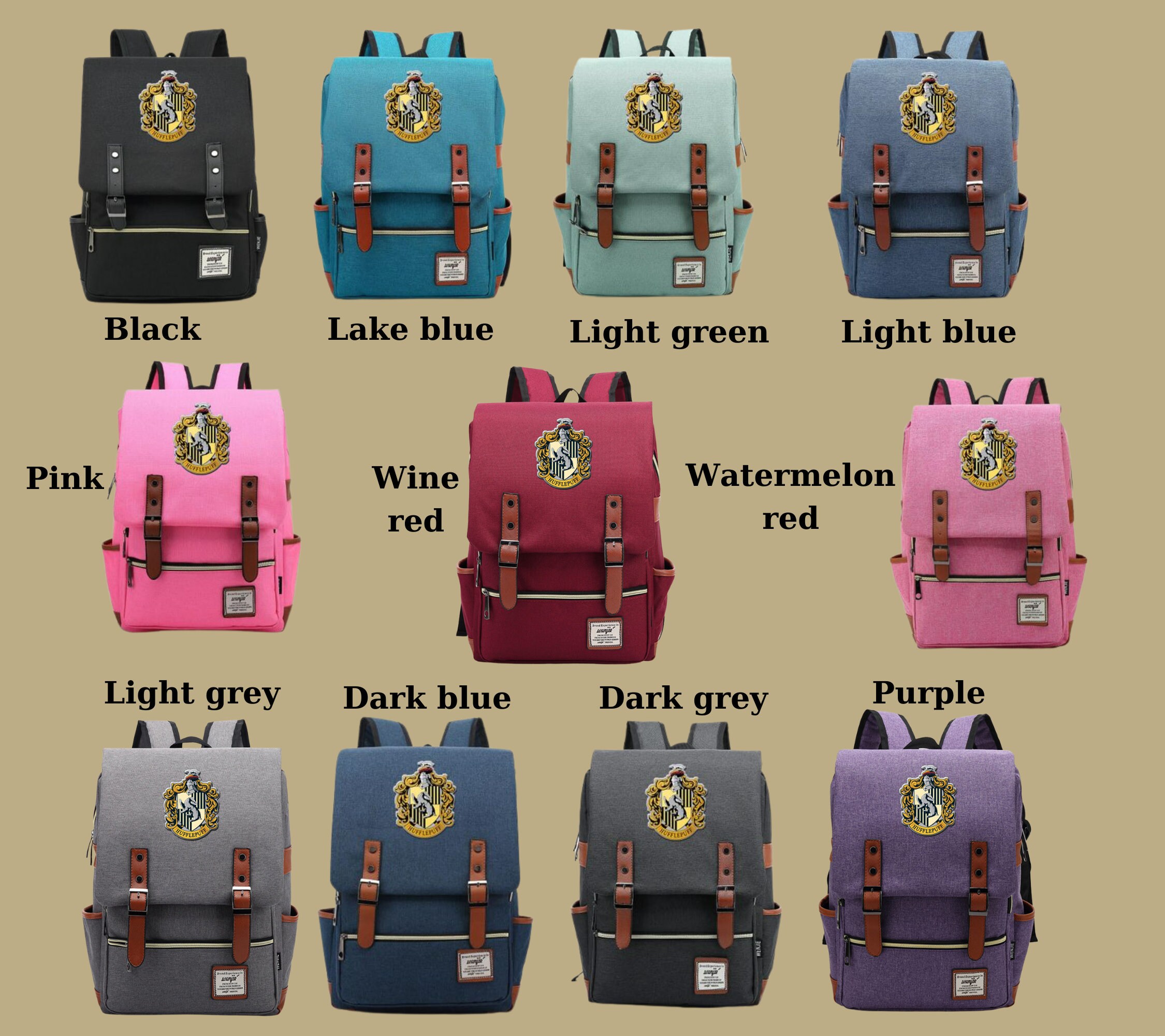 Hufflepuff Backpack, Large HP Print Backpack, Vacation Bag, HP Backpack ...