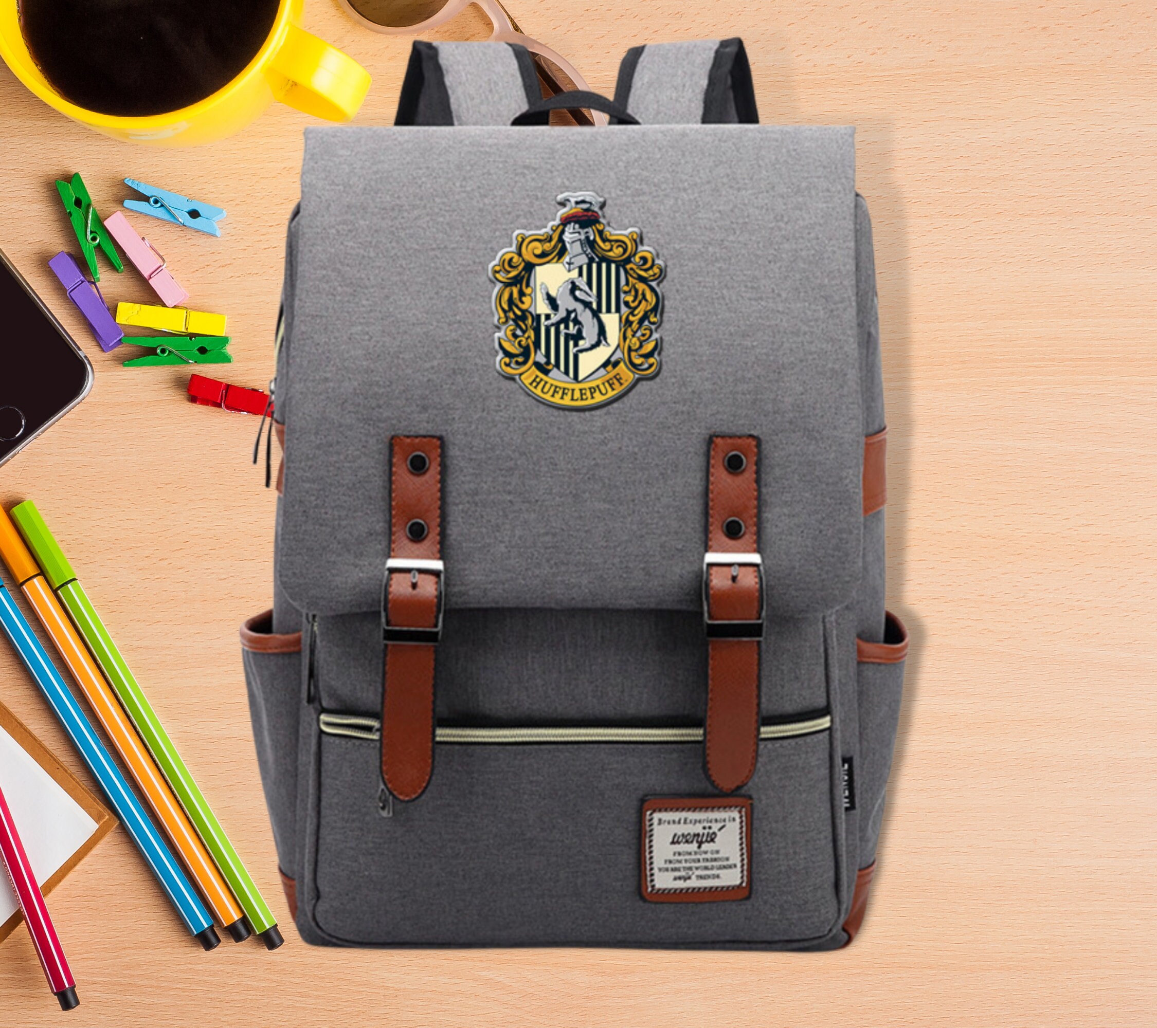 Hufflepuff Backpack, Large HP Print Backpack, Vacation Bag, HP Backpack ...