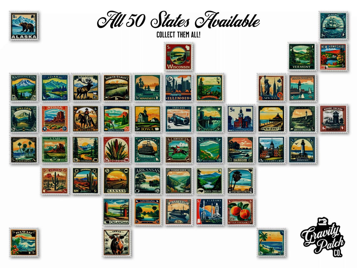 State Postage Stamp Patch | Michigan - Etsy