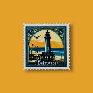 State Postage Stamp Patch | Delaware - Etsy