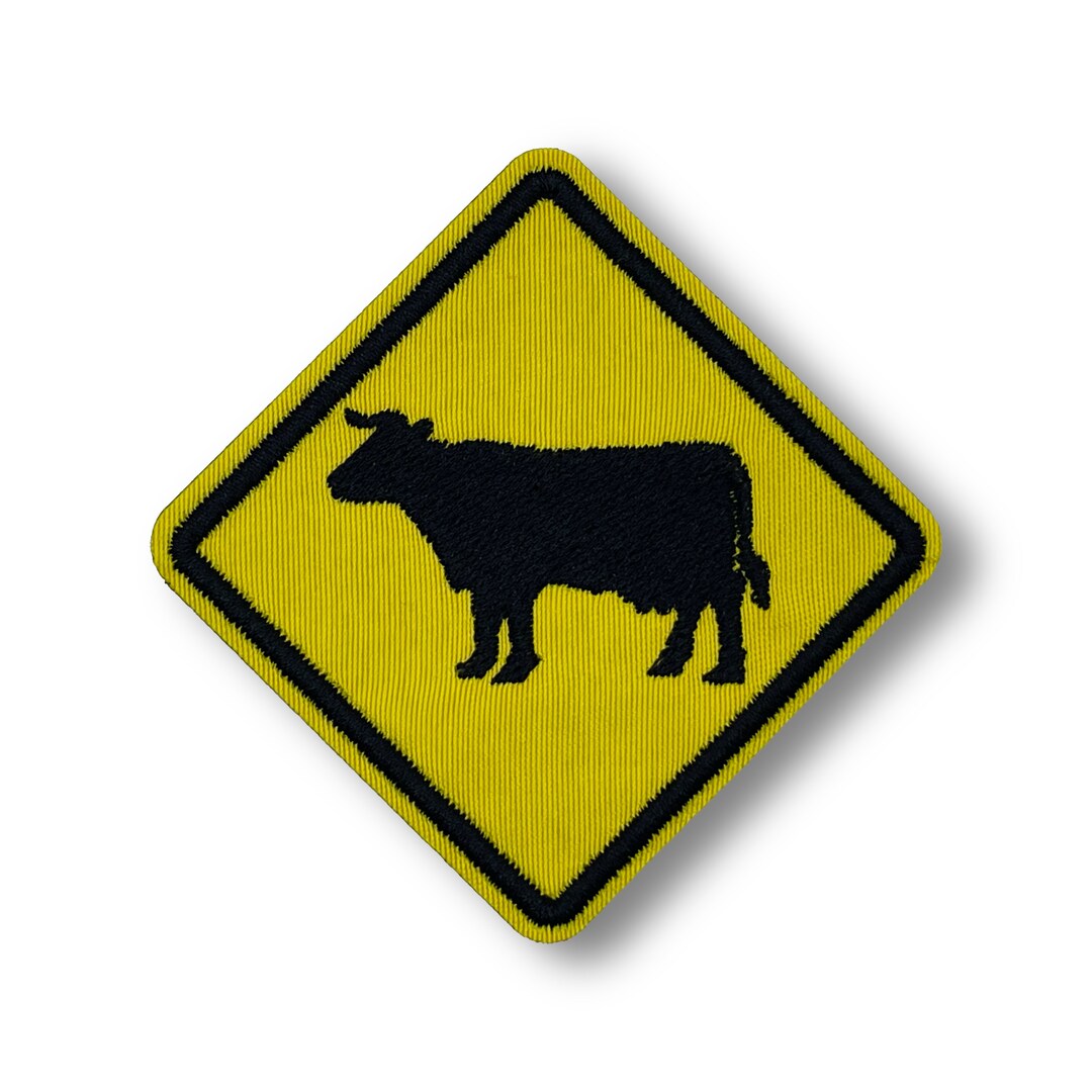 Cattle Crossing Road Sign Patch - Etsy