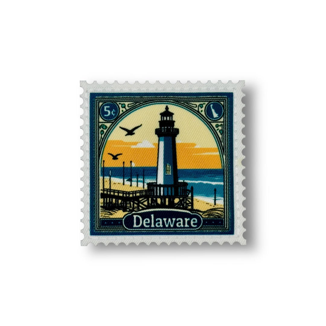 State Postage Stamp Patch | Delaware - Etsy