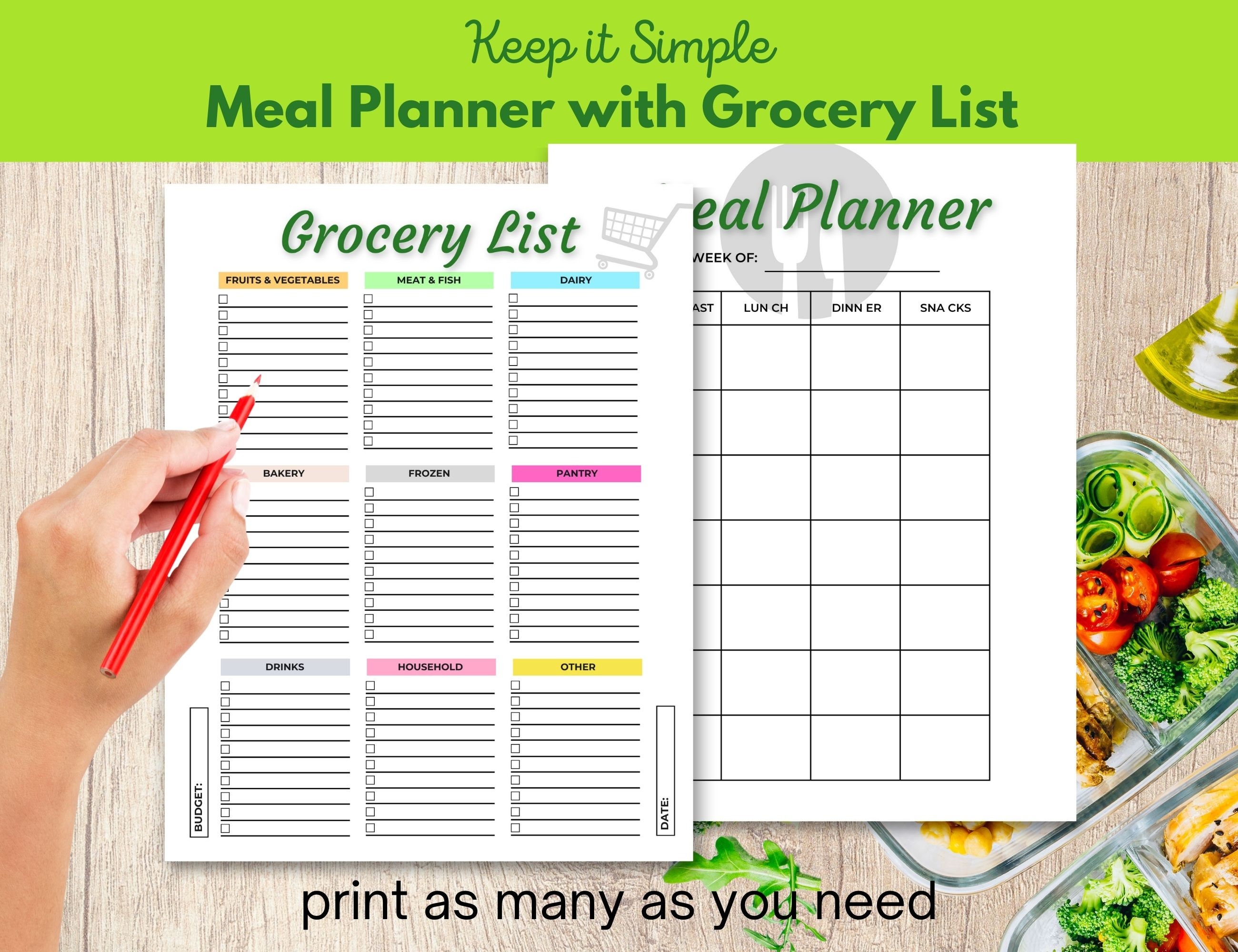 Keep It Simple Meal Plan & Grocery List * for Print or Digital Use - Etsy