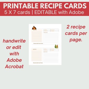 Editable AUTUMN Recipe Card Template, Recipe Template, Recipe Cards ...