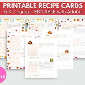 Editable AUTUMN Recipe Card Template, Recipe Template, Recipe Cards ...