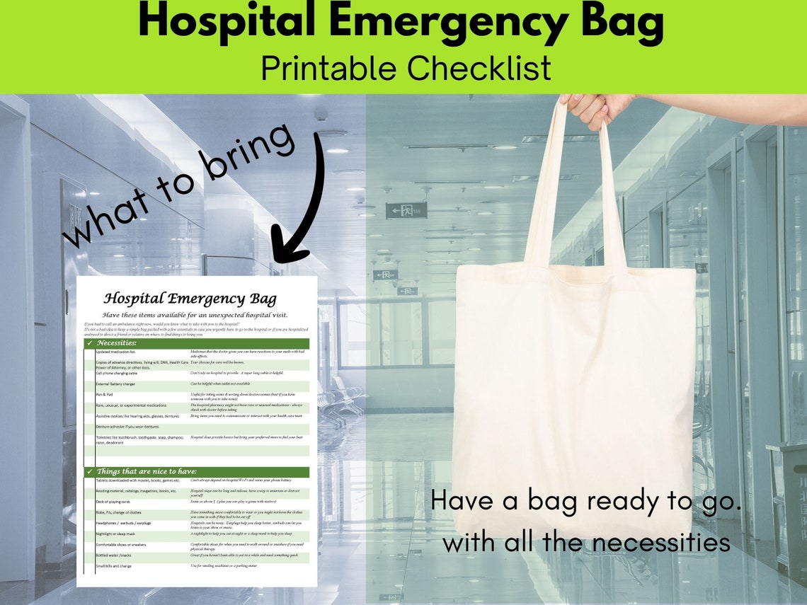 Hospital Emergency Bag - Printable Checklist - Etsy
