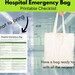 Hospital Emergency Bag Printable Checklist - Etsy
