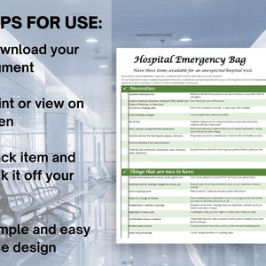 Hospital Emergency Bag - Printable Checklist - Etsy