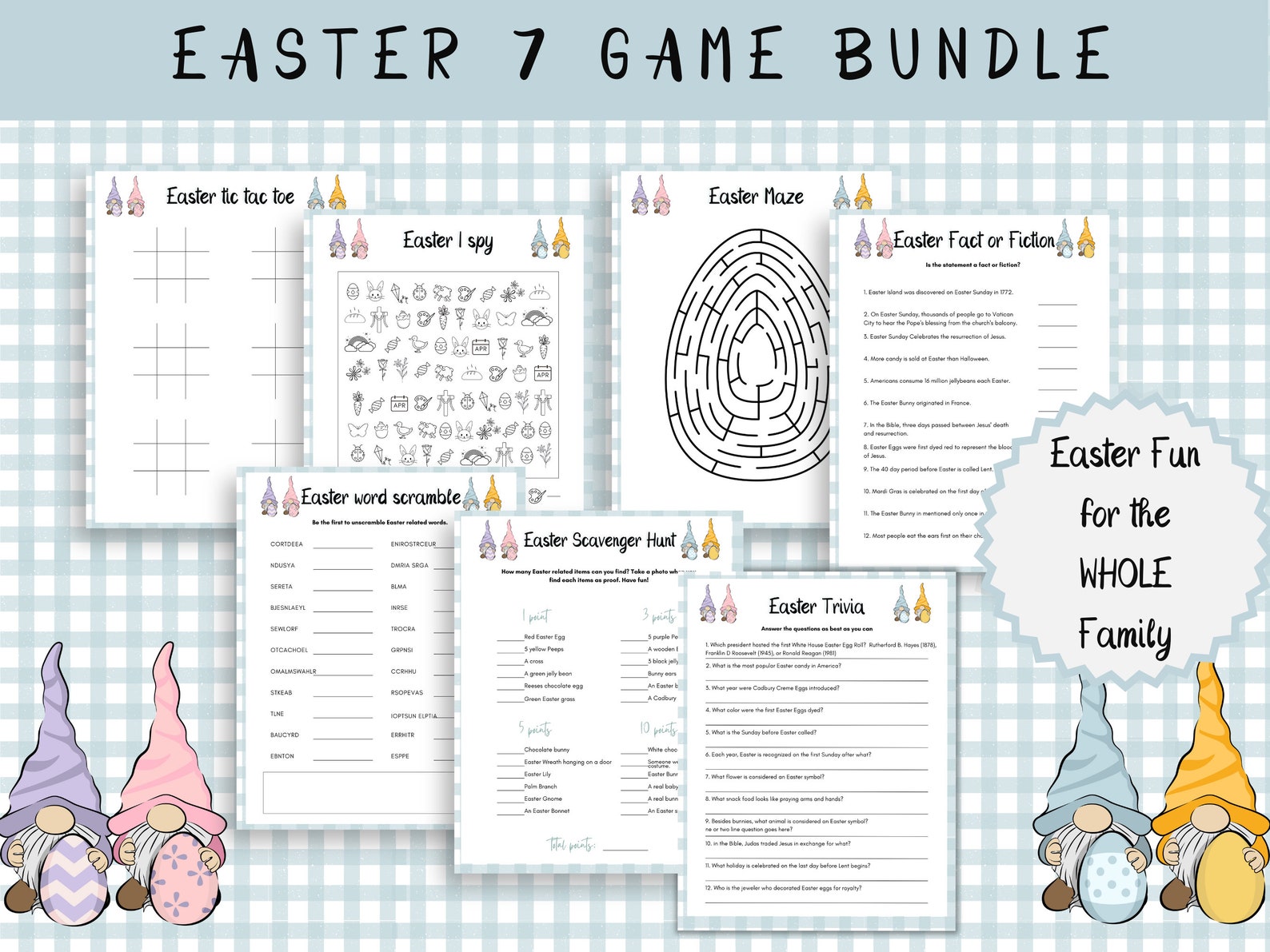 Easter 7 Game Bundle Printable Easter Games & Activities Family Easter ...