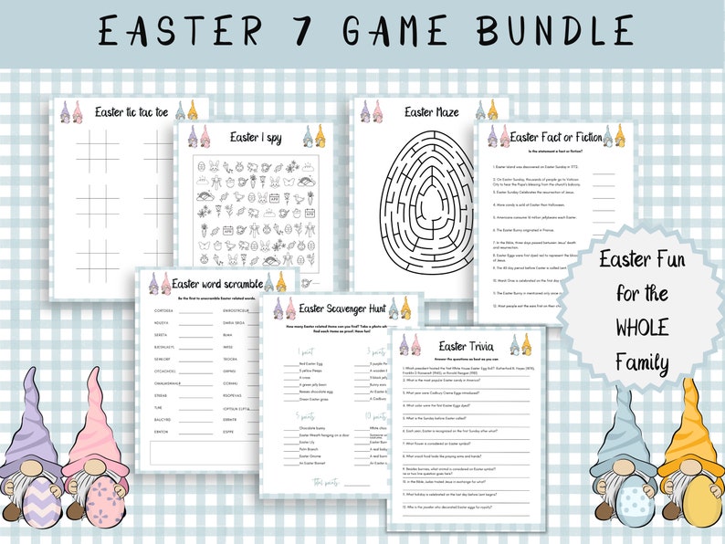 Easter 7 Game Bundle Printable Easter Games & Activities Family Easter ...