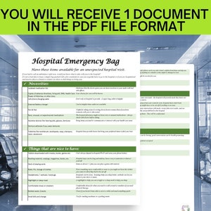 Hospital Emergency Bag - Printable Checklist - Etsy