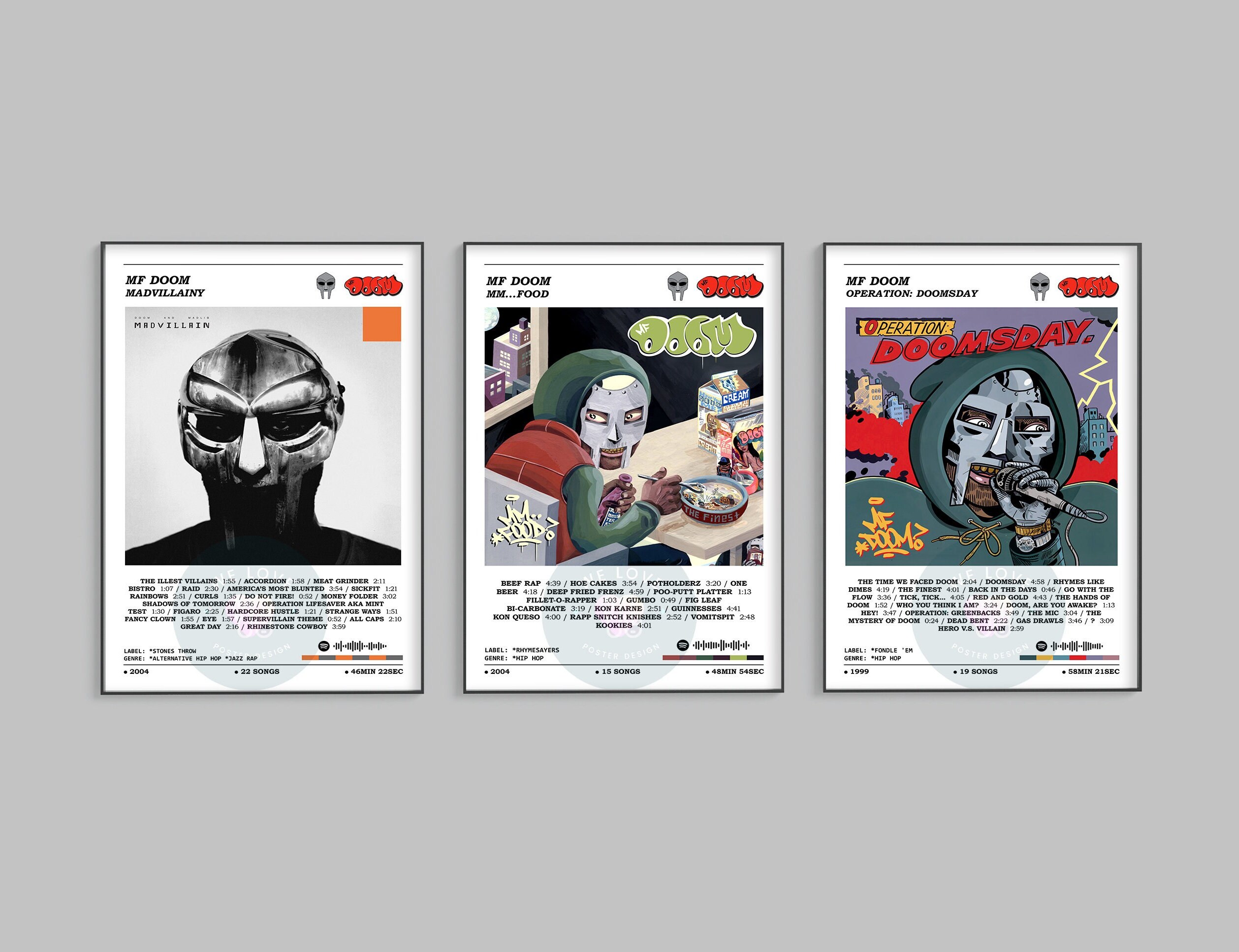 Set of 3 MF Doom Poster / MF Doom Poster / Music Print / Album - Etsy