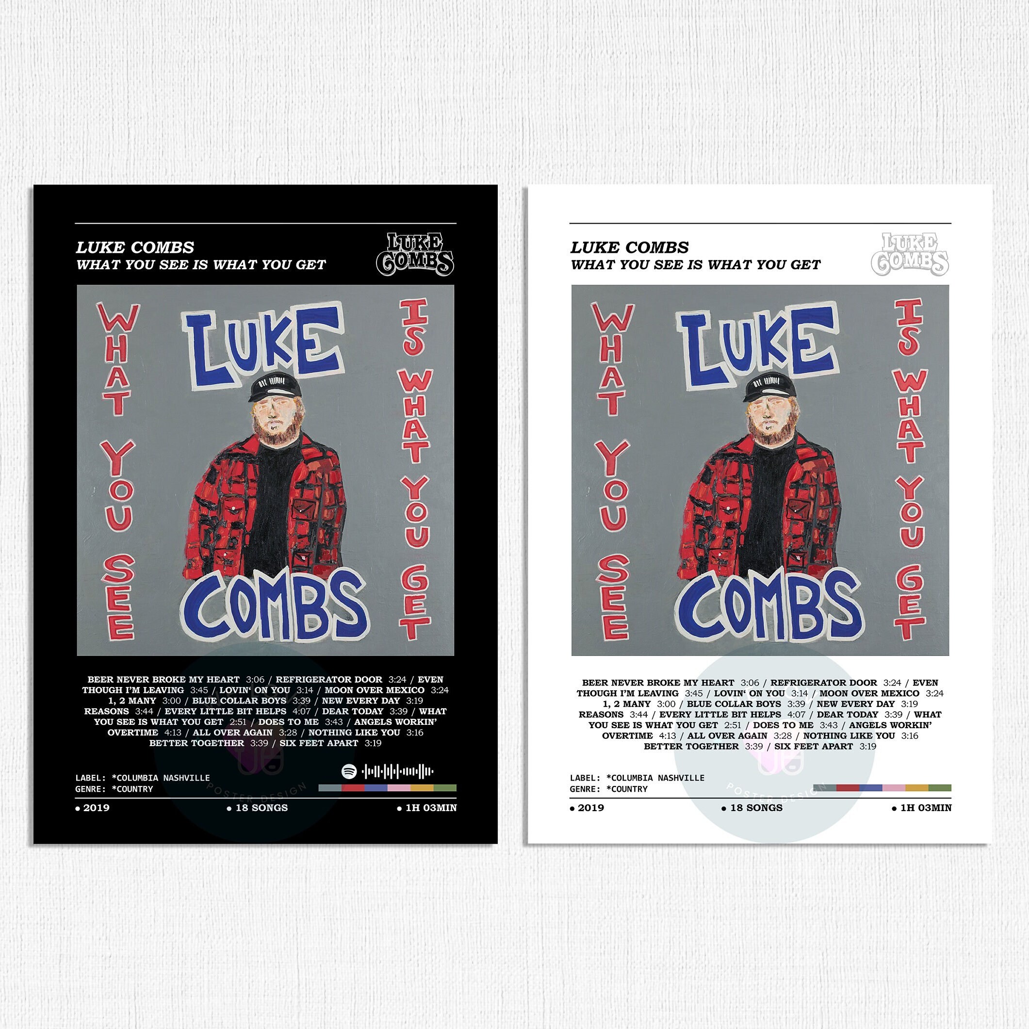 Set Of 3 Lukee Comb Poster / Lukee Comb Poster / Album Cover Poster ...