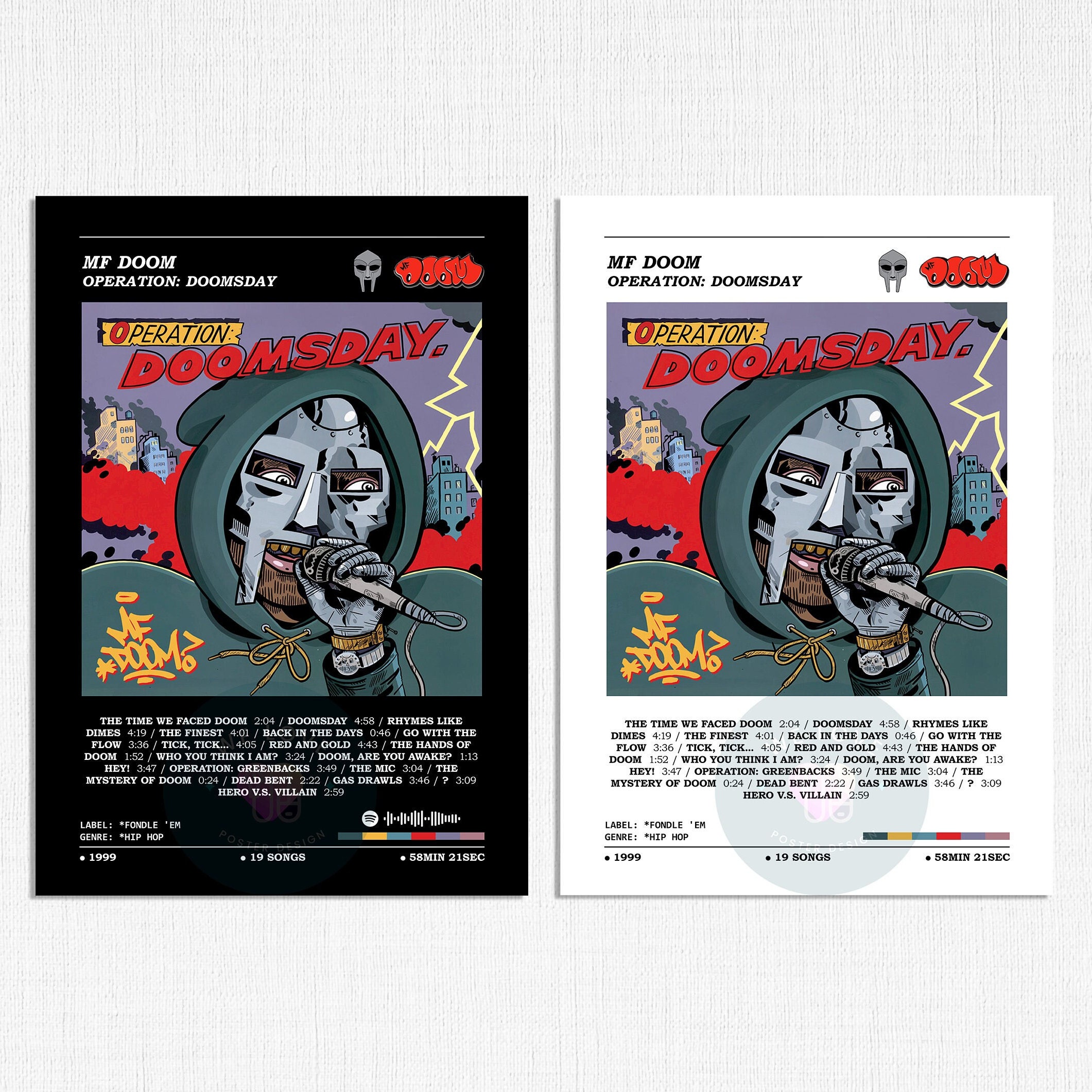 Set of 3 MF Doom Poster / MF Doom Poster / Music Print / Album - Etsy