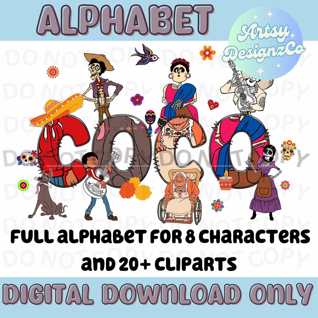 Coco Alphabet Set, Coco Custom Alphabet PNG Files, Coco Alphabet Set ...