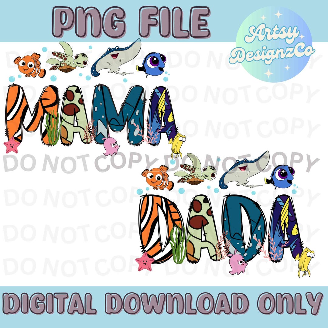 Nemo Mama Dada PNG Files, Nemo Mom Dad Matching Digital Download File ...