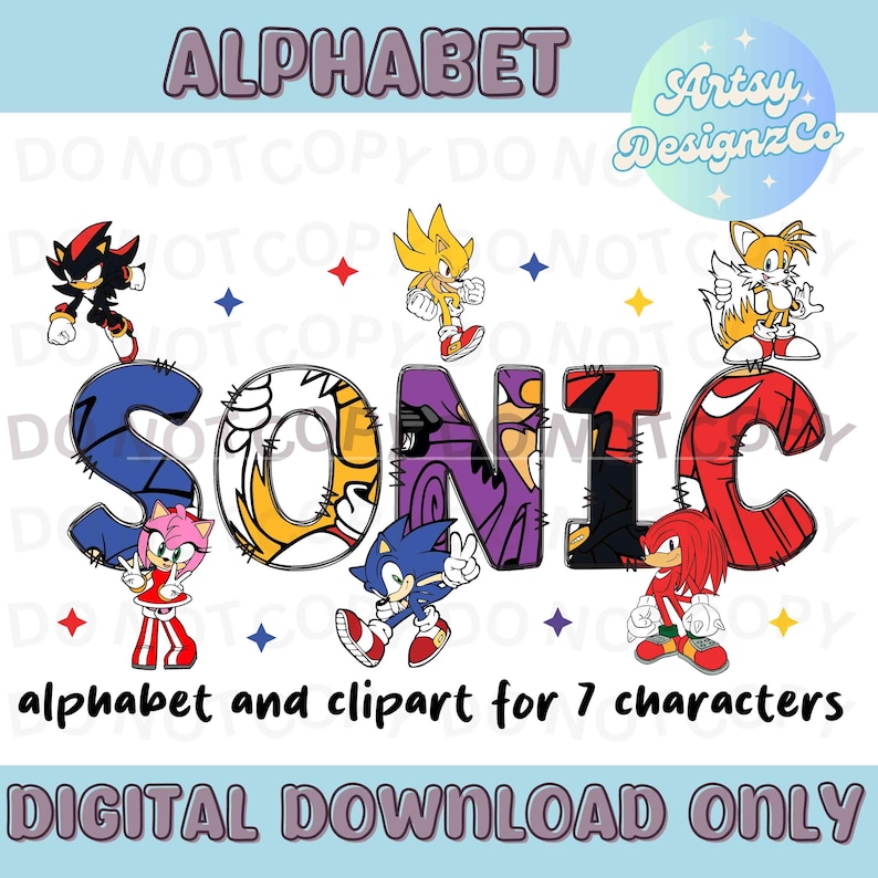 Sonic Alphabet Set, Custom Sonic Alphabet PNG Files, Sonic Alphabet and ...